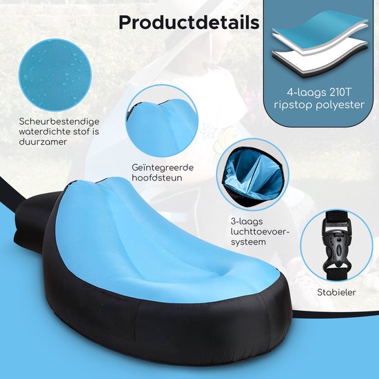 Hikr® Air Lounger - Premium Airlounger 150KG - Opblaasbare zitzak ...