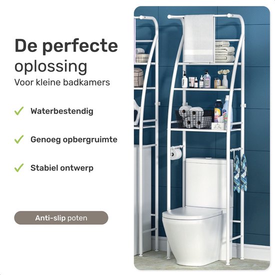 IBBO® - Ombouwkast voor Toilet - Wc Organizer Rek met 3 Leg Planken - 160x65CM -... | bol