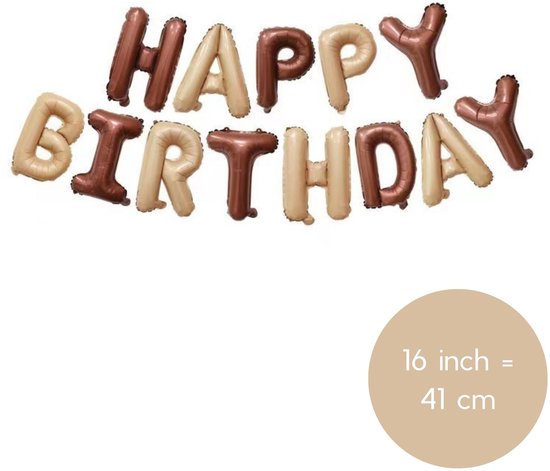 Happy Birthday Verjaardag Versiering - Bruin - Beige - 37 cm Letters ...