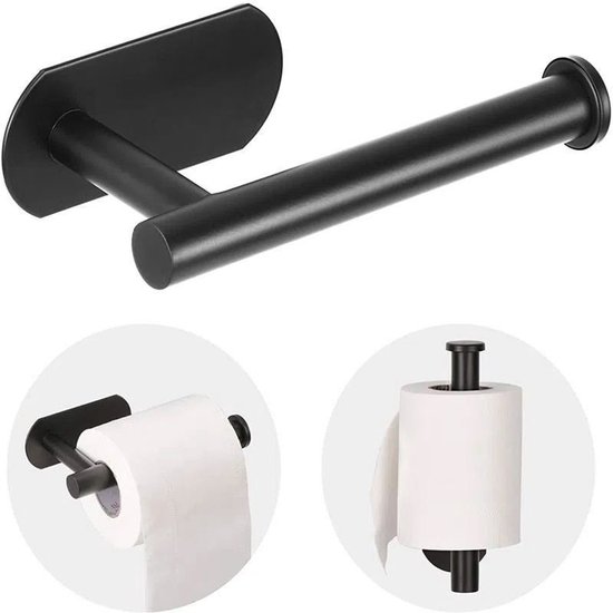 WC rolhouder - Toiletrolhouder - Zonder boren - Zel fklevend - Zwart ...