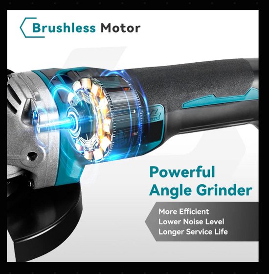 Accu Haakse Slijper - 125 mm - Draadloos Slijptol - 18V - Brushless ...