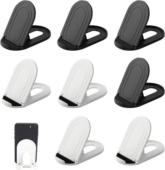 Opvouwbare telefoonstandaard - Set van 8 stuks (Zwart/Wit) | bol
