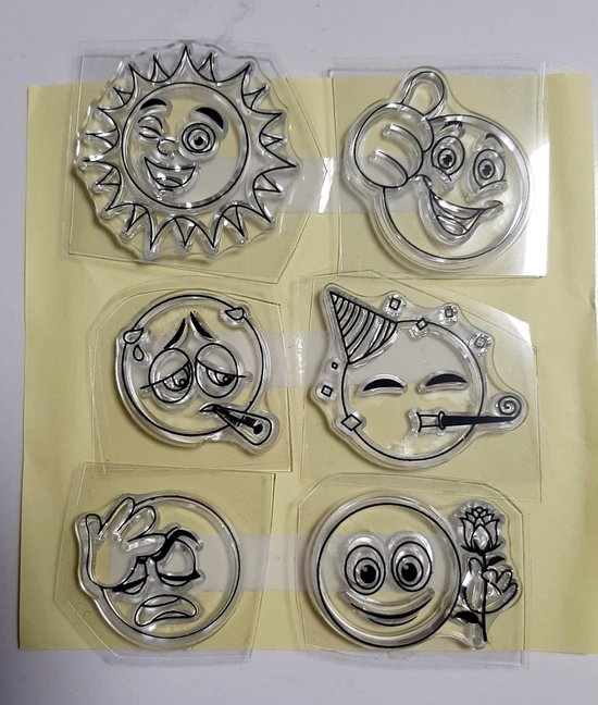 Smiley Stamp - 6 Emoticon Clearstamps - Leuke Emoticon Stempels | bol