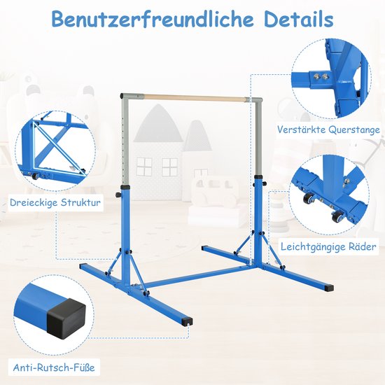 Costway Gymnastiekrek, turnrek, in hoogte verstelbaar, turnstangen tot ...