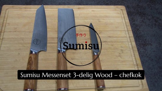 Sumisu Knives - Japanse Messenset Wood - 3-delige Messenset - Damascus ...