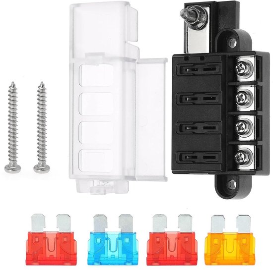 4-weg waterdichte zekeringkasthouder 12V met deksel voor auto, vrachtwagen, boot,... | bol