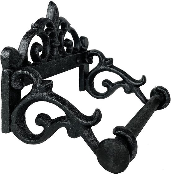 Toiletrolhouder hangend zwart gietijzer 14 cm x 9.5 cm - Landelijke WC ...