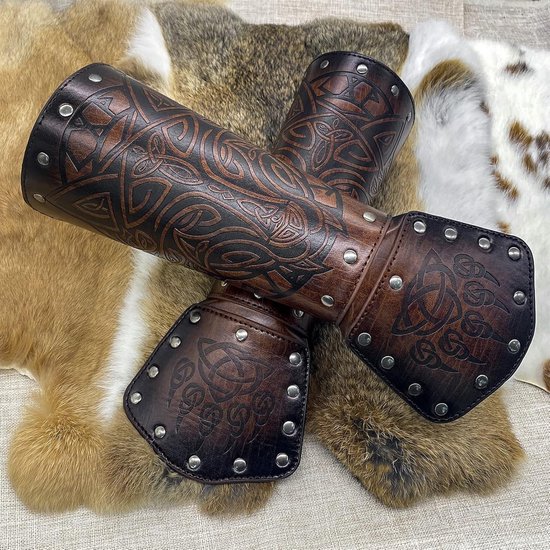 Wolf Head Leather BracersMedieval Archery BracersNordic Knight LARP Arm Guards for... | bol