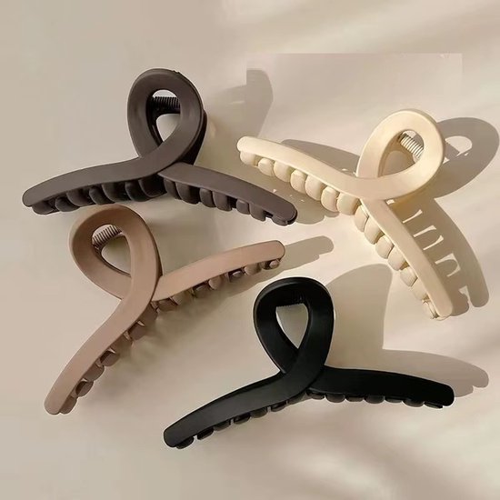 4 Stuks Grote Dames Haarklemmen – 13 cm – Neutrale Kleuren Bruin Beige ...