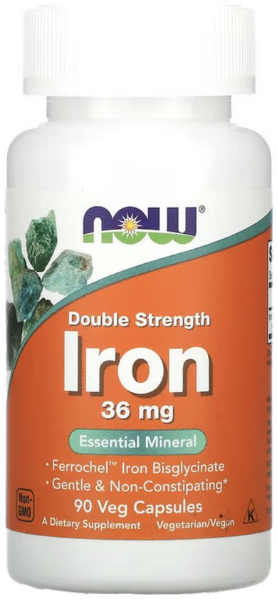 IJzer 36 mg Dubbele Sterkte (90 capsules) Iron, Niet-verstopping ...