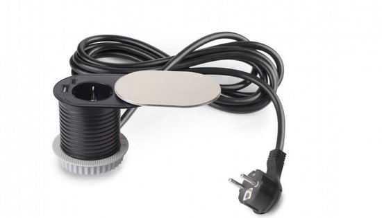 Eleganca Inbouw Meubel Stopcontact - Met RVS Deksel -Bureau Stopcontact ...