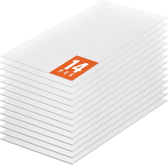 14-Pack Polycarbonaat Serre Vellen, 2' X 4' X 0.16'' Dakplaten, Uv-Beschermd,... | bol