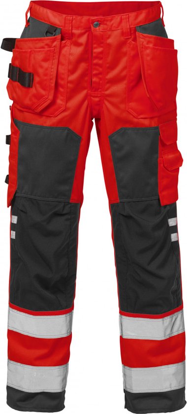 Fristads Hi Vis Werkbroek Klasse 2 2025 Plu - Hi-Vis rood/zwart - D104 ...