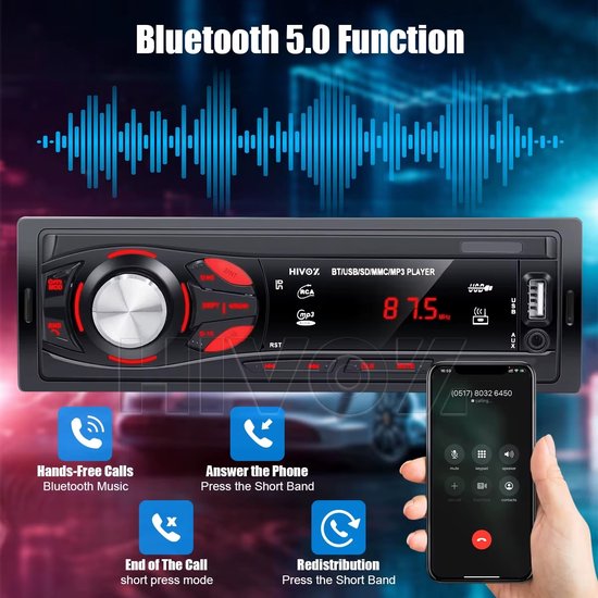 MoTronics by HIVOZ autoradio met Bluetooth, USB, SD, AUX, FM en ...