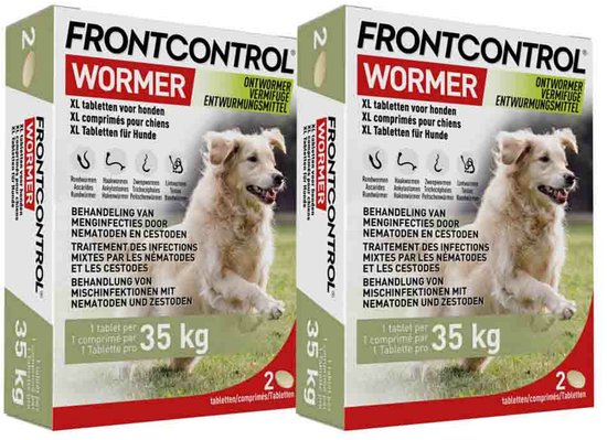 Frontcontrol Wormer Ontworming Tabletten Hond XL - 2 x 2 tabletten ...