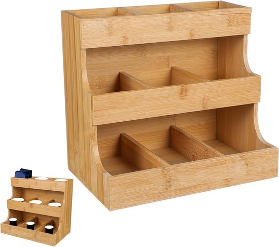 Allecto Plus - Bamboe Theedoos Hout Thee Organizer - Stapelbare 3 Layer ...
