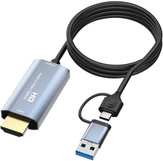 HDMI Male naar USB-C + USB 3.0 Video Capture Card - 4K input – 1080p ...