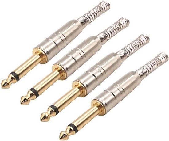 Set van 4 Stuks 1/4 inch Audio Pluggen - 6.35mm TS Mannelijke Connector ...
