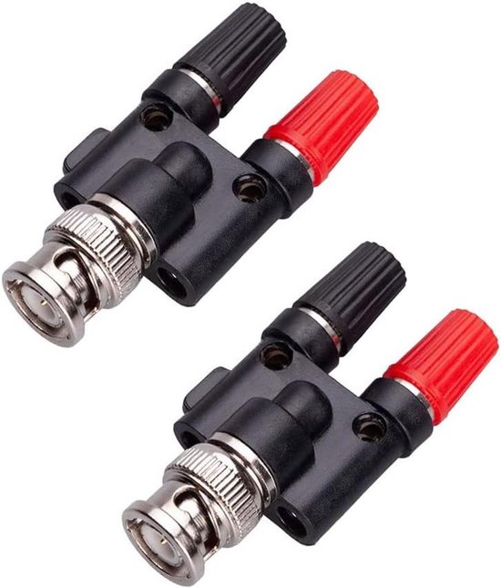 BNC Stekker naar Dual Banana Jack Binding Post Audio Adapter - 2 Stuks | bol