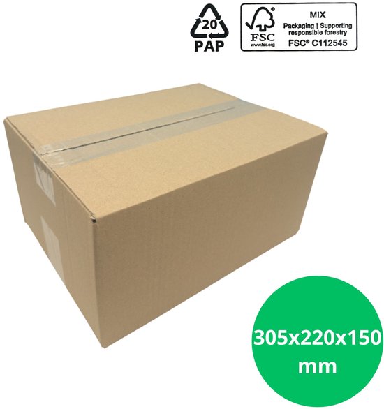 Verzenddoos 305x220x150mm (A4 formaat) – Enkelgolf bruin - bundel 25 ...