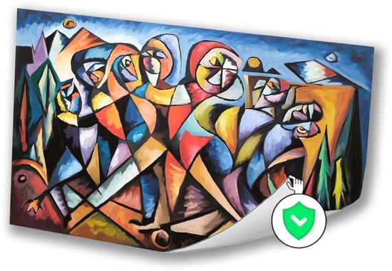 Kleurrijk abstract figuren - Groep poster - Muurdecoratie mensen ...