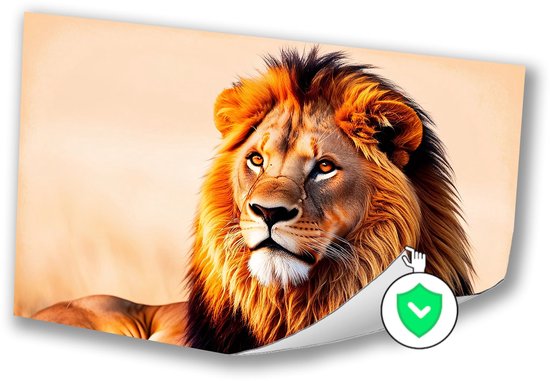 Majestueuze leeuw met gouden manen - Leeuw poster - Wanddecoratie ...