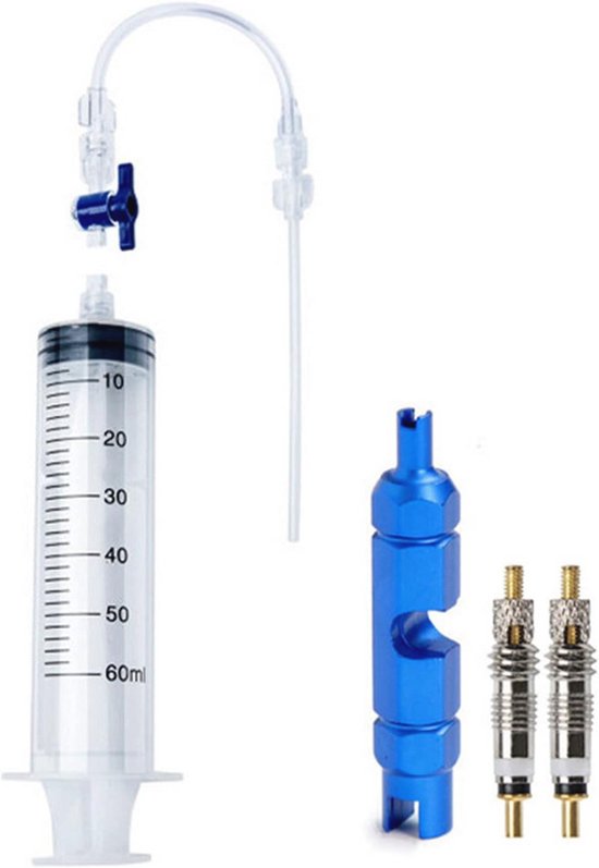 Tubeless Fiets Afdichtmiddel Injector met Ventielgereedschap - 60 ml | bol