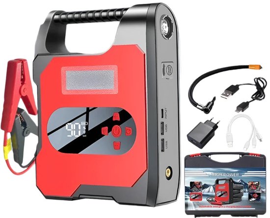 Jumpstarter - Jumpstarter voor Auto - 12V - 6000A - Zwart - Startapparaat voor Auto -... | bol