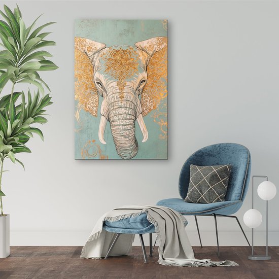 Olifant met gouden patronen - Olifant poster - Poster dieren - Art ...