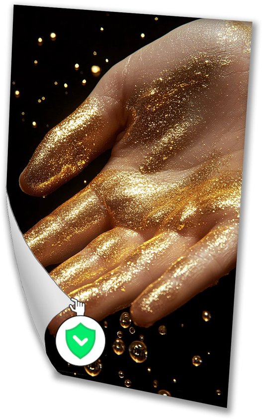 Hand bedekt met gouden verf - Goud posters - Poster hand ...