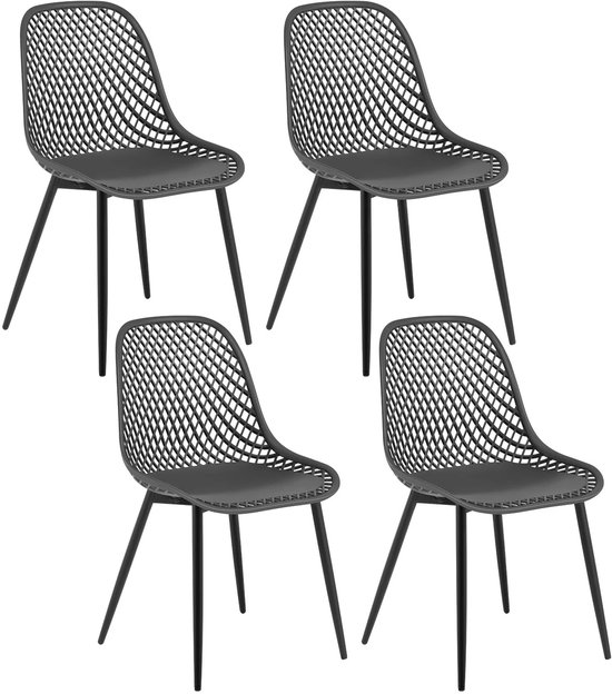 Stoelen - Eetkamerstoelen - Set van 4 - Donkergrijs - Modern Design ...
