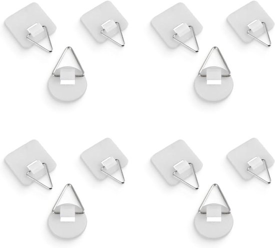 Pack of 12 Adhesive Hooks for Photos - Square and Round Stickers for ...