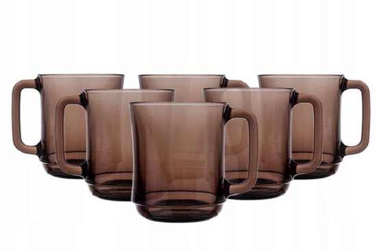 Duralex 4018CR06C1111 Lys Créole koffiekop, koffiemok, 310ml, glas, bruin, 6 stuks | bol