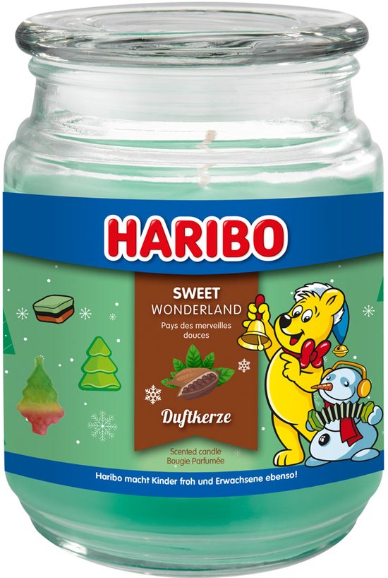Haribo Sweet Wonderland kaars in doos 4x510 gram (Chocolade munt geur ...