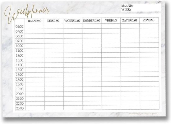 bol.com | DesignClaud Weekplanner A4 Marmer - Familieplanner Notities ...