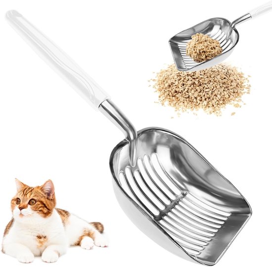 Metalen kattenbakschep met lange handgreep - diep en groot - geschikt ...