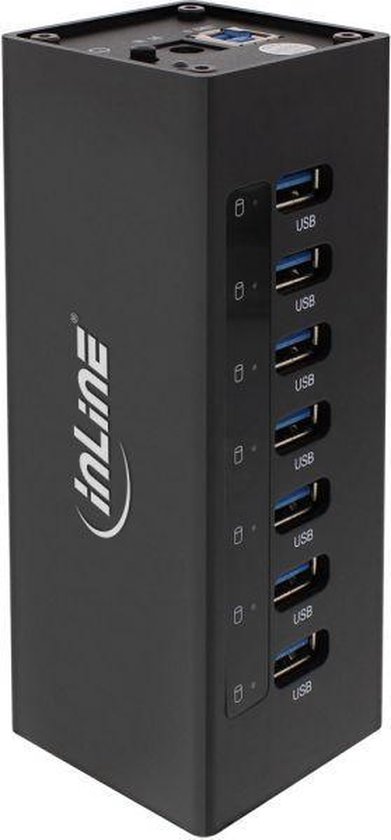 InLine USB hub met 7 poorten - USB3.0 - externe 12V voeding / zwart - 1 ...