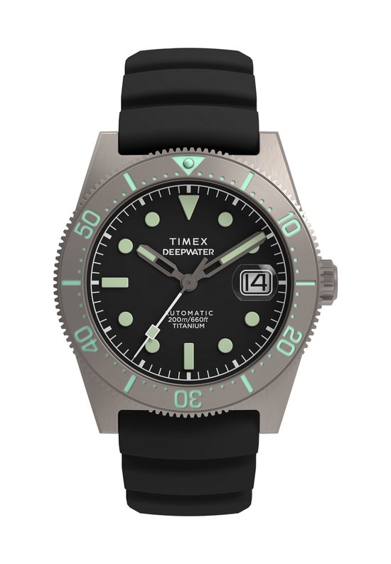 Timex Deepwater Reef 200 Titanium Automatic Automatic Wind Zwart Case ...