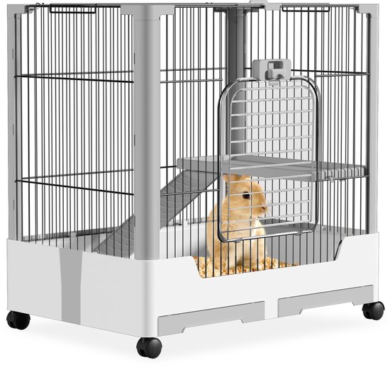 NAIZY Konijnenhok Binnen- en Buitenkooi met Open Dak, Veiligheidssloten ...