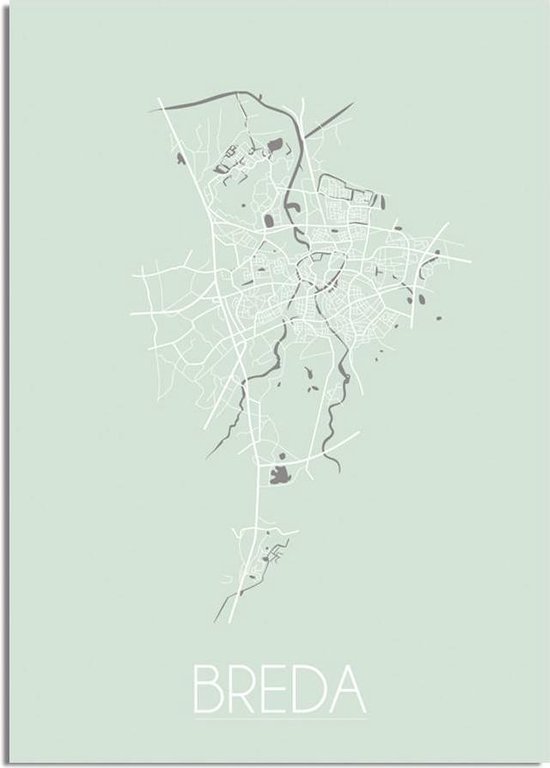 Plan Breda City map Poster Design Claud - Vert pastel - Affiche A3 ...
