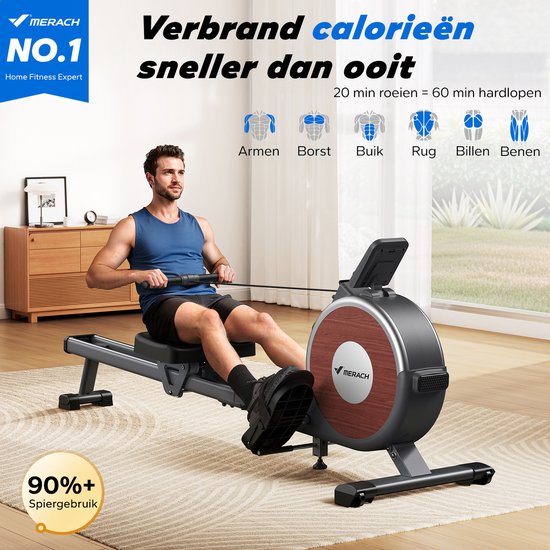 Roeitrainer Inklapbaar - Roeimachine - 16 Weerstand Niveaus - LCD ...