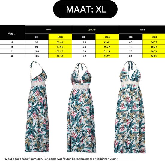 Maxi Zomerjurk Dames - Boho Bloemenjurk - Diepe V-hals - Strandjurk - Voor Vakantie &... | bol
