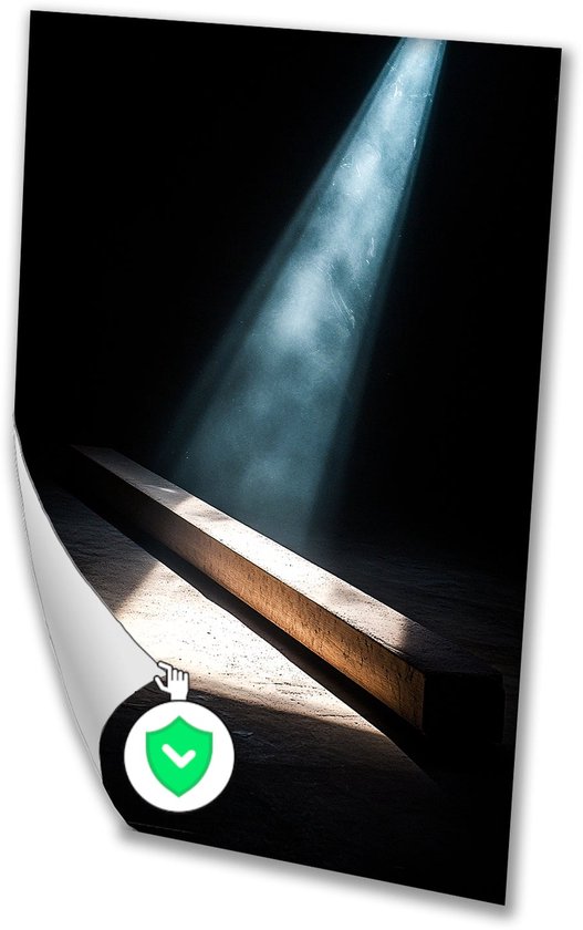 Lichtstraal op houten oppervlak - Licht posters - Poster straal ...