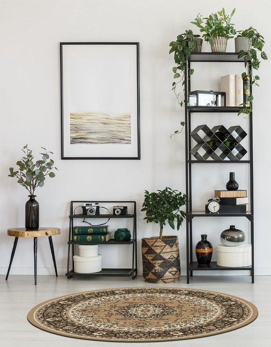 Nain Klassiek Medaillon - Rond - Laagpolig Oosters Vloerkleed - Vintage ...