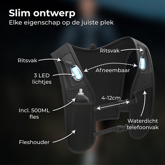 Nuvance Hardloopvest met Verlichting - Running Vest - Inclusief ...