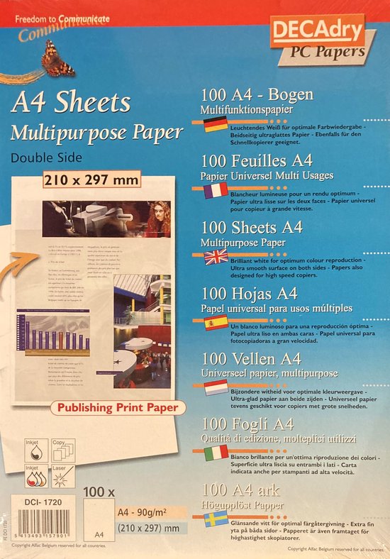 Decadry PC Papers - Universeel papier multipurpose A4 - 90gr/m² - 100 ...