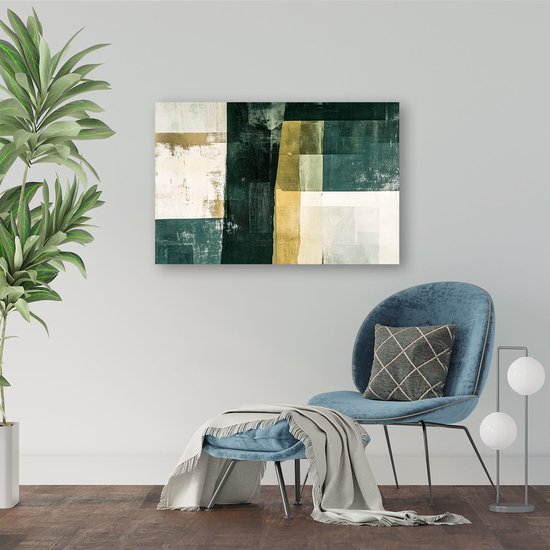 Abstracte lagen in groene tinten - Abstract poster - Wanddecoratie ...