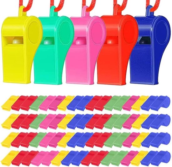 Multifunctionele plastic fluitjes voor kinderen - 60 stuks, 5 kleuren ...