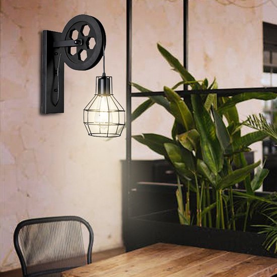 Vintage Wandlamp Industriële E27 Muurlamp Katrol Ontwerp voor ...