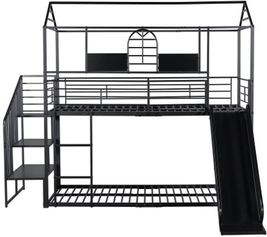 Gotagee Stapelbed 90x200cm, ijzeren frame bed, kinderbed met dak en ...